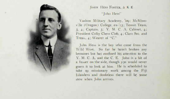 John H. Foster ‘1913 – EA/HI 333 Colby and China