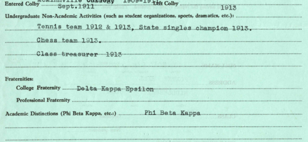 At Colby (1911 – 1913) – EA/HI 333 Colby and China